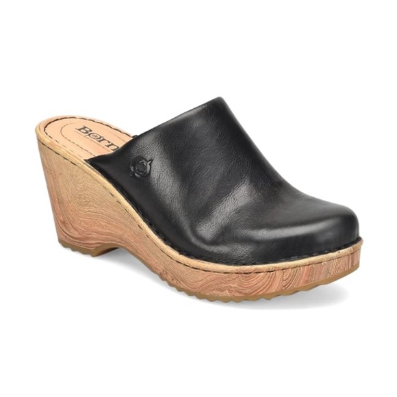 Born | Shoes | Born Womens Natalie Black Leather Mule Clogs Size 9 Slip ...